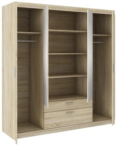 Šatní skříň ELENA 4D 2S + zrcadlo | 176,3 cm | dub sonoma