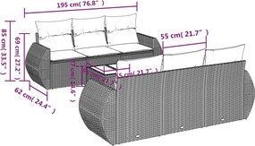 7dílná zahradní sedací souprava a podušky světle šedá polyratan 3221111