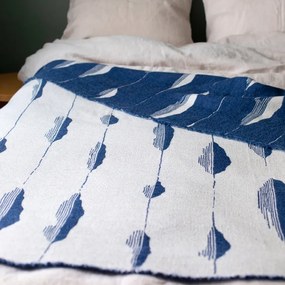 Vlněná deka Merellä 150x180, modro-bílá