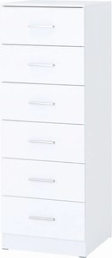 HOMCOM Komoda se 6 zásuvkami, moderní ložnicová komoda, úložná skříňka, 40 x 110 cm, bílá s dekorativním dřevěným vzhledem