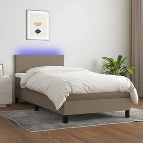 Box spring postel s matrací a LED taupe 90x190 cm textil