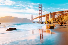 Vícedílný obraz Golden Gate Bridge V San Franciscu Nedostatek Nedostatek Přírodní plátno 150x100