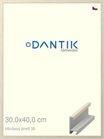 DANTIK rámeček 30x40 | ALU profil 6035 Dýha slonová kost (Plexi Čiré)
