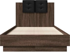 Rám postele s čelem a LED osvětlením hnědý dub 75 x 190 cm 3210072