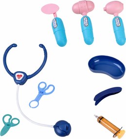 LEAN Toys Sada malého lékaře s vozíkem RTG a EKG, světla, růžová, 16 ks