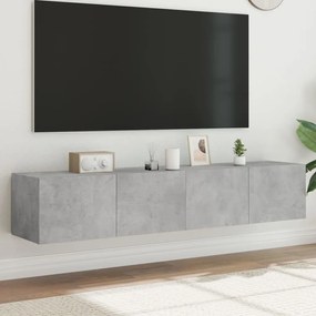 Nástěnné TV skříňky s LED 2 ks betonově šedé 80 x 35 x 31 cm