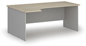 Kancelářský rohový pracovní stůl PRIMO GRAY, 1800 x 1200 mm, levý, šedá/dub přírodní