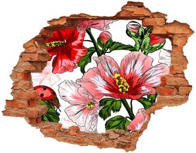 Wallmuralia Nálepka 3D díra na zeď beton Hibiskus 90x70 cm