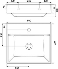 Ravak Natural 500 50 x 45 cm XJO01250000 umyvadlo bez přepadu s otvorem