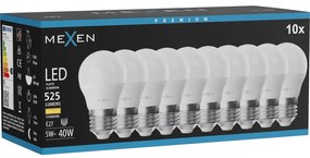 Mexen Nova 10x LED žárovka E27, G45, 5W, Teplá - 3000K, 525 lm - L101-E27-0530-01x10