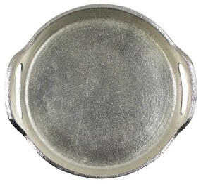 Kulatý stříbrný servírovací podnos s uchy Vind S - Ø22cm