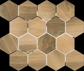 Ceramika Paradyz Obklad Ideal Wood Natural Mozaika Mix Heksagon Mat 25,5x22 - 162437