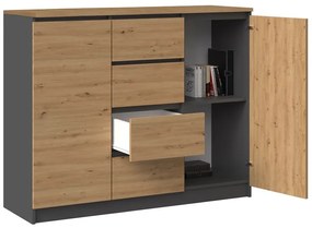 Komoda 2D4S 120 BA antracit + dub artisan