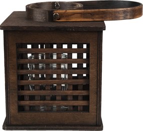 Hnědá dřevěná závěsná lucerna Bamboo - 17*17*20 cm