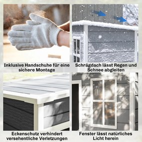 Zahradní kůlna Outsunny 1,14 m² - uzamykatelné dveře, ventilace a okno - rozměry 151D x 92Š x 193V cm - plast, šedá