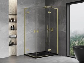 Mexen Mist-H L Duo, 2-křídlý ​​sprchový kout 80 x 85 cm, čiré sklo, zlatý matný profil, 8A5L-080L-085P-55-00