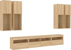 7dílná obývací stěna s LED osvětlením dub sonoma 3216773