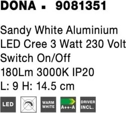 Nástěnné LED svítidlo NOVA LUCE DONA 3W 3000K 9081351