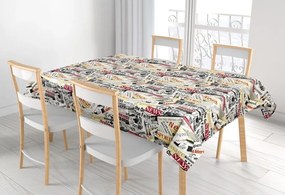 Bellatex Ubrus ADÉLA Noviny červená, černá, bílá rozměr 100x100 cm