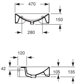 BPS-koupelny Keramické umyvadlo Roca DIVERTA 470 bílé