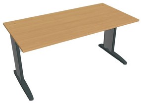 Stůl pracovní rovný 160 cm - Hobis Cross CS 1600 Dekor stolové desky: buk, Dekor lamino podnože: šedá, Barva nohou: černá