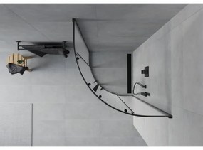 Mexen Rio půlkruhový sprchový kout 80 x 80 cm, Vzor jinovatky, Černá - 863-080-080-70-30