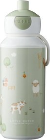 Světle zelená plastová dětská lahev 400 ml Little Farm by Little Dutch – Mepal