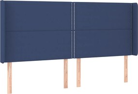Box spring postel s matrací a LED modrá 200x200 cm textil 3138267