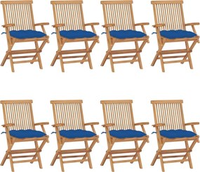 vidaXL Zahradní židle s mi poduškami 8 ks masivní teak [3072905] Barva: Modrá