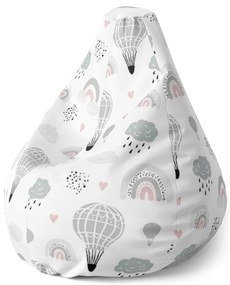 Sedací vak Pear malované horkovzdušné balony - dětský, barevná