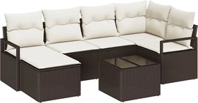 Set pohovek 7 ks Hnědá a krémová polyratan 3355127