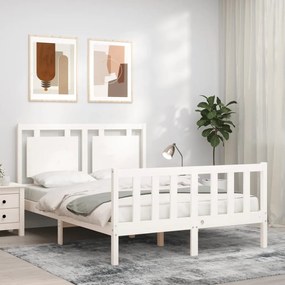 Rám postele s čelem bílý 140 x 200 cm masivní dřevo,  3192167