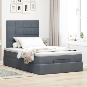 Osmanský rám postele s matracemi tmavě šedá 120x200cm samet 3313464