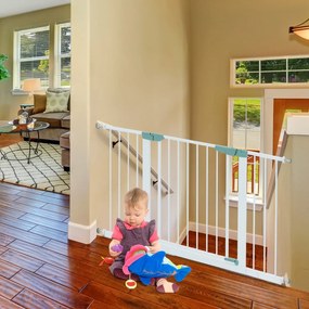 Costway Baby Door Gate 80-132 cm Kovová schodišťová brána Bez vrtání 80, bílý