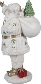 Bílá dekorace figurka Santa Claus s pytlem dárků - 21*23*43 cm