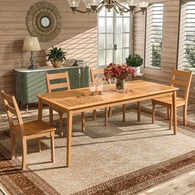 Costway Zahradní stůl akátové dřevo velký pro 6 osob – 170 × 90 cm, přírodní