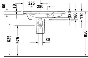 Duravit D-Neo - Umyvadlo do nábytku asymetrické 800 x 480 mm, umyvadlo vlevo, bez plochy pro armaturu, bílá 2369800060