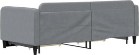 Válenda s přistýlkou a zásuvkami světle šedá 90 x 200 cm textil 3196852