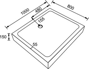 BPS-koupelny Posuvné sprchové dveře HYD-PD03B 100 černá/transparent pro instalaci do niky + vanička HYD-OSV-SXL03C 100x80 černá