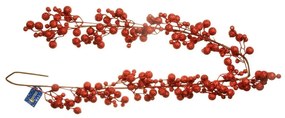 Vánoční girlanda s kouličkami Kirsty, 150 cm, červený gliter