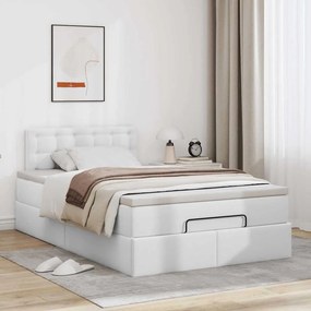 Osmanský postel s matracemi&amp;LED čistě bílý 120x190cm umělá kůže 3312143