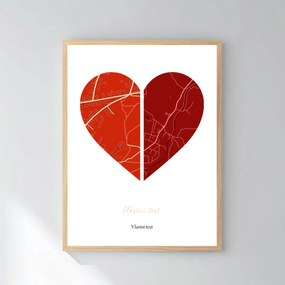Personalizovaný magický fotoobraz v rámu - 30x40 - dvě mapy jako srdce
