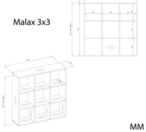 Regál MALAX 3X3 H dub artisan
