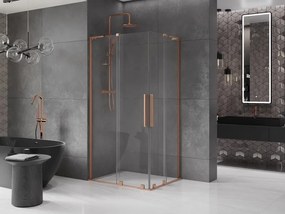 Mexen Velar L Duo, sprchový kout s posuvnými dveřmi 100 x 90 cm, 8mm čiré sklo, měděná matná, 871-100-090-02-03-65