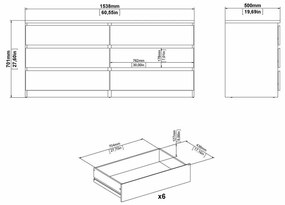 Komoda Simplicity 154 x 50 x 70 cm, černý mat