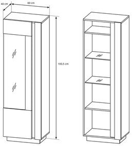Obývací stěna ARCO s komodou | 6 dílů | 319,5 cm + 138,2 cm | PUSH OPEN | bílá mat/lesk/dub grandson