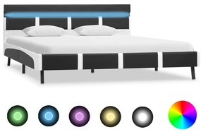 Rám postele s LED světlem šedý umělá kůže 140 x 200 cm