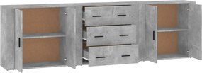 Příborníky 3 ks betonově šedé kompozitní dřevo 3185403
