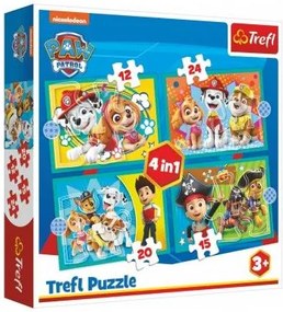 Trefl Puzzle 4v1 Šťastný tým Paw Patrol/Tlapková Patrola v krabici 28x28x6cm