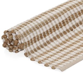 Ručně tkaný kusový koberec z juty - přírodní a bílý | 120x180 cm